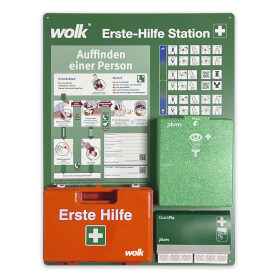 Erste Hilfe Station Komplettset groß mit Erste Hilfe aushang Verbandkasten Pflasterspender und ...