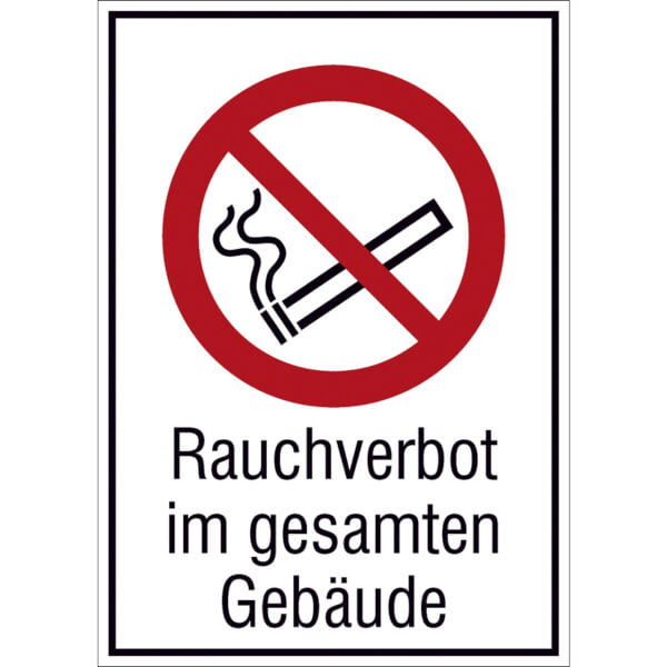 Verbots-Kombischild Rauchverbot im gesamten Gebäude direkt beim ...