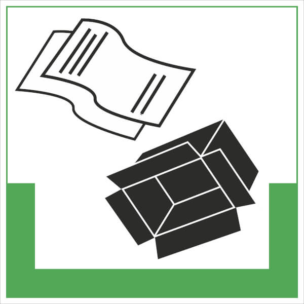 Abfallkennzeichnung - Symbolschild Papier / Pappe direkt beim ...