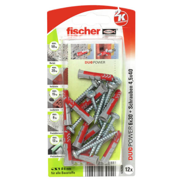 fischer Dübel DuoPower 6 x 30 S PH 2-Komponenten-Dübel universersell ...