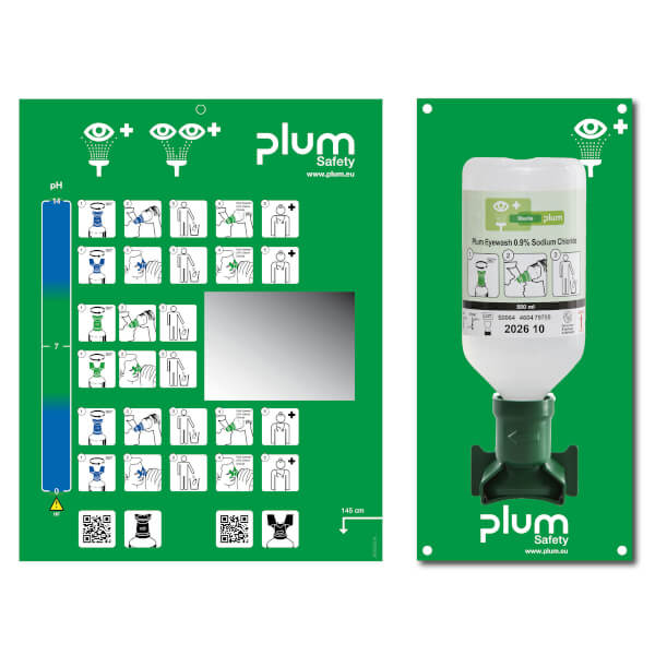 Plum Augenspülstation mit Wandhalterung und Anleitungstafel kaufen