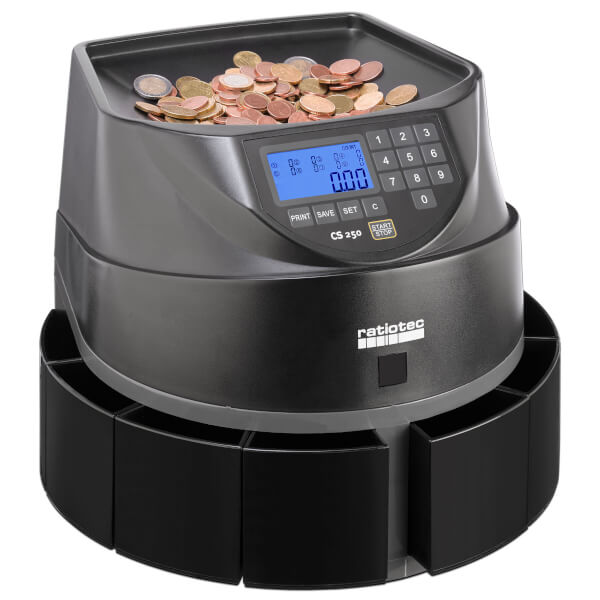 ratiotec coinsorter CS 250 Münzzähl- und Sortiermaschine Wert- und Stückzählung aller Euro ...